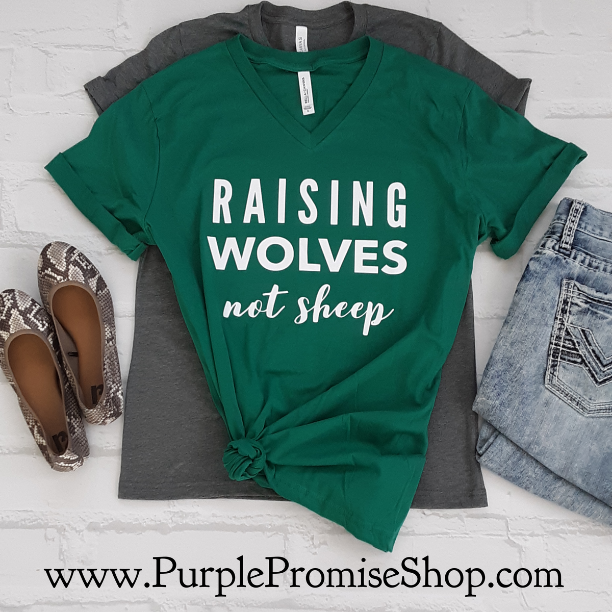 Raising Wolves not sheep -Vneck – purple promise shop